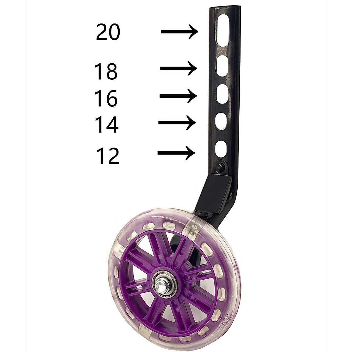 YJIA a Pair of Children's Bicycle Riding Flash Silent Training Wheels, Suitable for 12-20 inch Single Speed Bicycles (Purple)