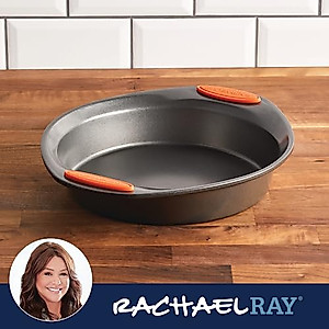 Rachael Ray Yum -o! Nonstick Bakeware Baking Pan With Grips / Nonstick Cake Pan With Grips, Round - 9 Inch, Gray