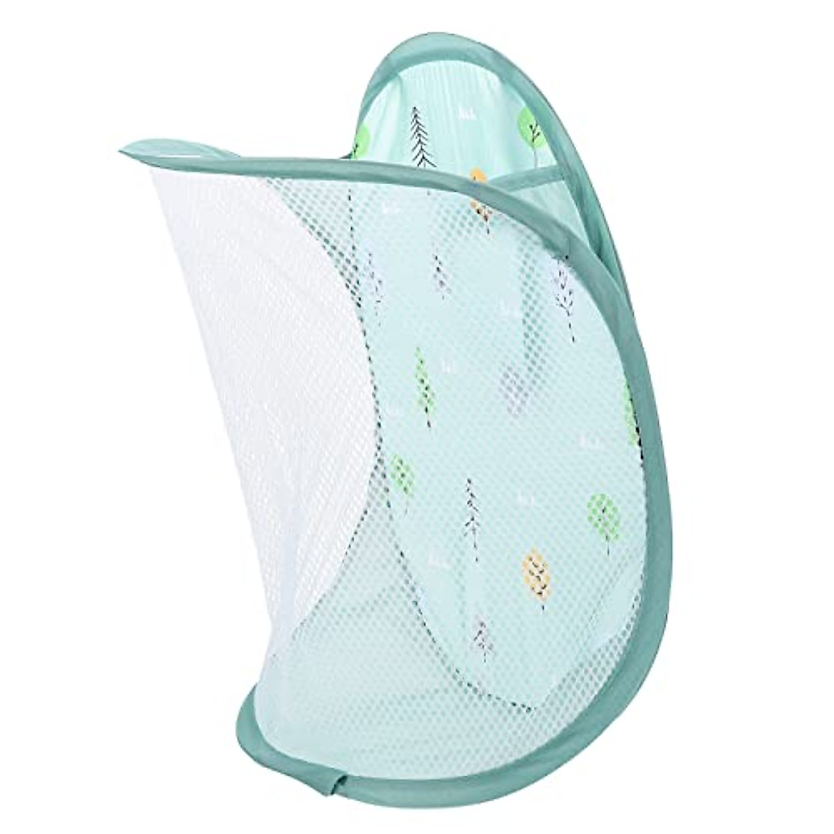 DOITOOL Collapsible Laundry Baskets Hanging Laundry Hamper, Cute Cartoon Pattern Foldable - up Mesh Hamper Dirty Clothes Basket with Carry Handles, Bathrom Dirty Clothes Hamper Green Rv Storage