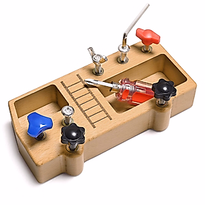 LUEUR Montessori Toys for Toddlers - Screw Driver Board for kids, Basic Skills Educational Learning Sensory Toy, Wooden Fire Truck Montessori Materials for kids over 3 Year Olds, Preschool, Classroom…