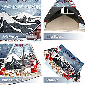 Y-DSIWX Guinea Pig Hideout House Bed, Christmas Santa Riding Sleigh Snow Lighthouse Mountain Rabbit Cave, Squirrel Chinchilla Hamster Hedgehog Nest Cage