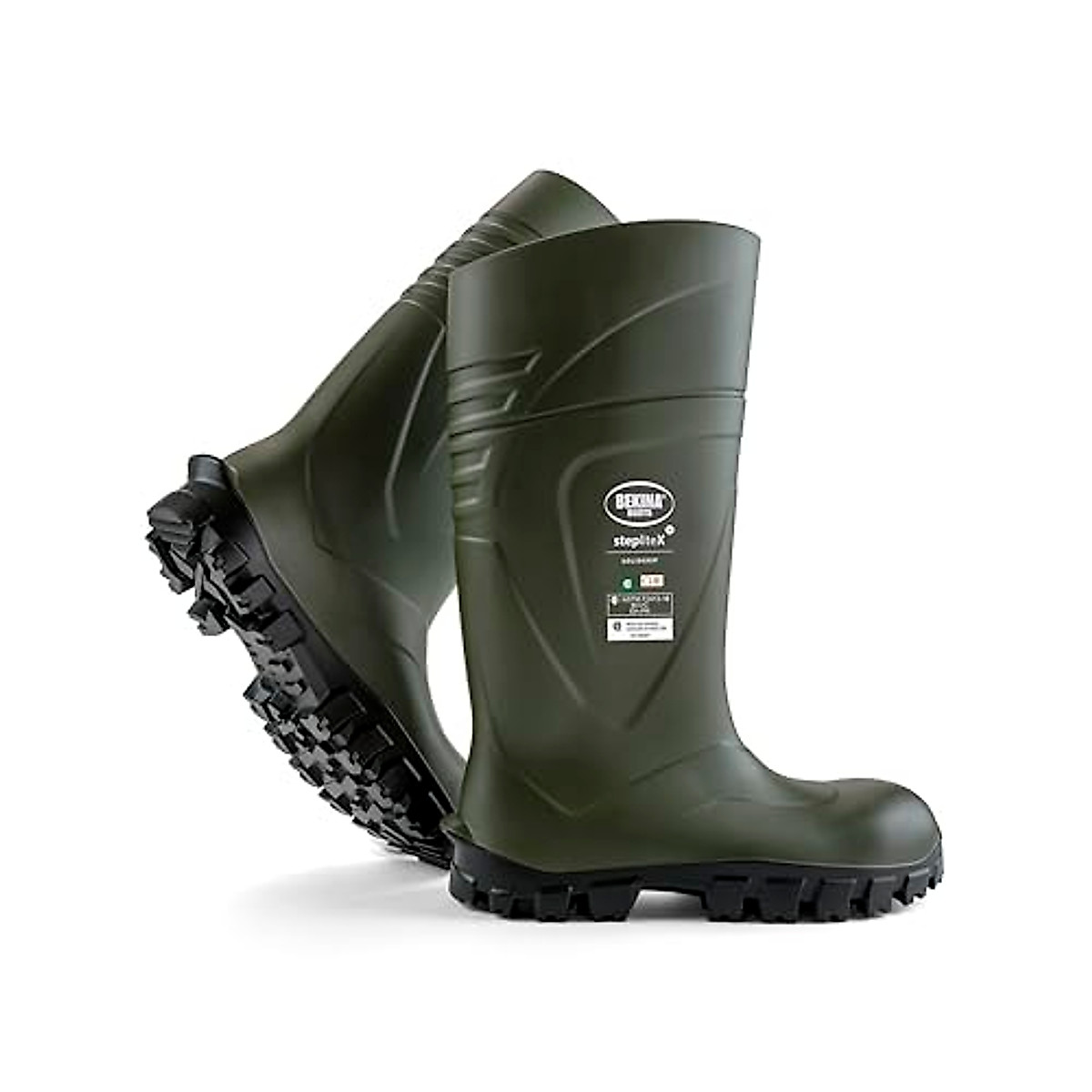 Bekina StepliteX SolidGrip S5 Safety Toe Wellington Boots for Men and Women - Lightweight Waterproof Non Slip Composite Toe Work Boots for Men and Women, Green - 8