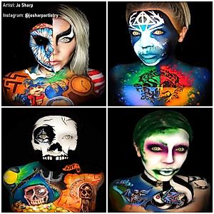 Craft Pro - Kids Face Paint Kit - Vegan + Cruelty Free (Non-Toxic). Includes Guidebook, Applicators, Stencils. Easy ON Easy Off (Water Activated Body Paint)