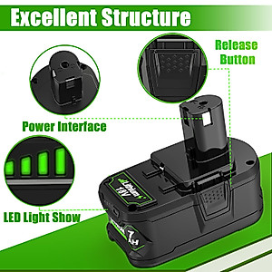 PZSZOK 2 Pack 7.0Ah Replacement Battery for Ryobi 18V Battery P102 P103 P104 P105 P107 P108 18V for Ryobi Battery Lithium Compatible with Ryobi Battery 18 Volt ONE+ Plus Power Tool