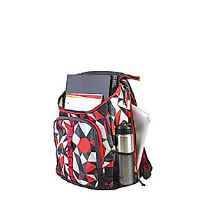 FUEL Top Load Sport Unisex Hiking Camping Carry On Luggage Backpack Bag, for Work, Outdoors, Gym, Red Geo