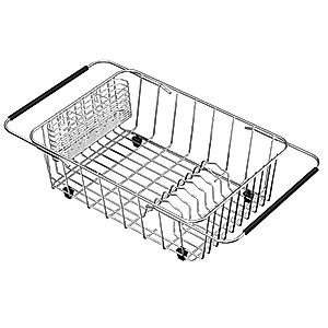 ESBOLM Stainless Steel Dish Rack for Kitchen Sink with Expandable Drying Feature