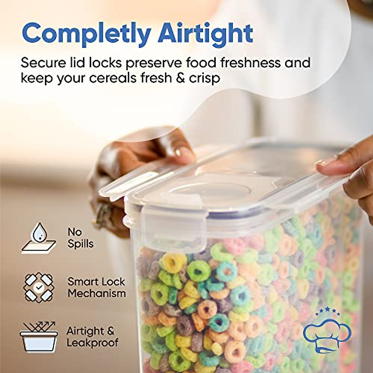 Cereal Containers Storage Set Large (4L,135.2 Oz), Airtight Food Storage Containers for Kitchen & Pantry Organization, Cereal Storage Container Set for Crunchiness, BPA Free Dispenser Keepers