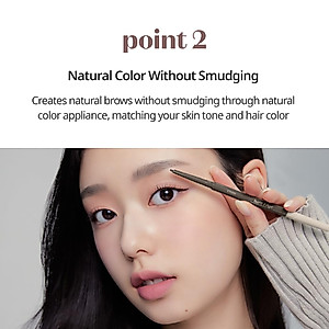 ETUDE Bare Edge Brow Pencil 03 Grey Brown | A hexagon-shaped slim brush that delicately coats every strand of eyelashes | Brow Mascara | Zero Clump & No Bushy Brows