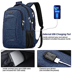 BIKROD Backpack for Men, Large School Backpacks for Teens Water Resistant Travel Back Pack with USB Charging Port, Business Anti Theft Durable Computer Bag Gifts Fits 17.3 Inch Laptop