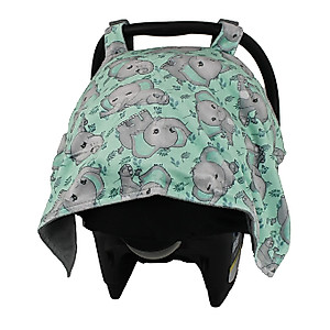 Dear Baby Gear Car Seat Canopy - Premium Infant Car Seat Cover - Maximum Protection/Style - Breathable Car Seat Canopy for Boys - Watercolor Elephant Safari Jungle Print/Custom Print - 40"x30"