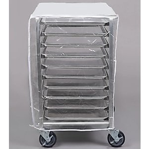 Laundry bags online High quality Long-lasting use Durable Clear Vinyl COVER, Bakery Food Pan Sheet Rack Transparent COVER with 3 Zippers. Made in USA. (23" W x 28" L x 33" H)