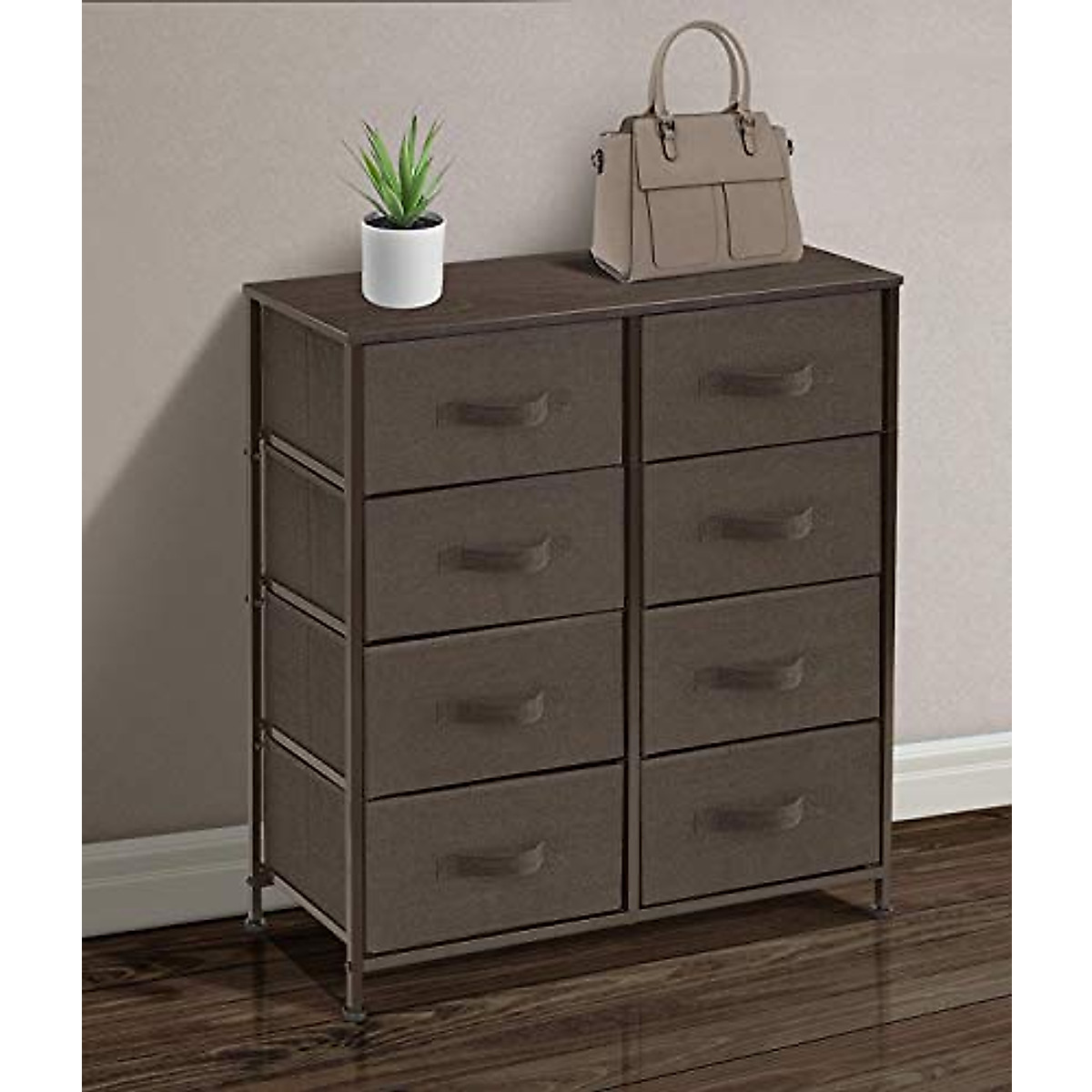 Sorbus Dresser with 8 Drawers - Furniture Storage Chest Tower Unit for Bedroom, Hallway, Closet, Office Organization - Steel Frame, Wood Top, Easy Pull Fabric Bins (Brown)