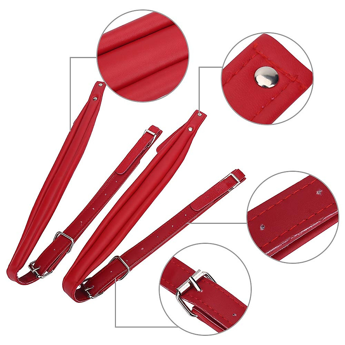 VGEBY Accordion Straps, Adjustable Accordion PU Shoulder Straps Accordion Strap Set for 16-120 Bass (Red)