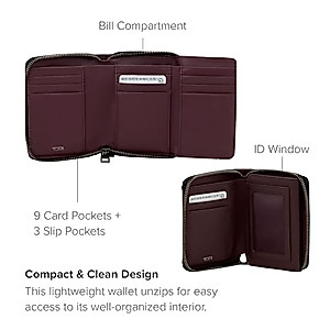 TUMI - Voyageur Tri-Fold Zip-Around - Aesthetic Women's Zipper Wallet with Cash/Card Holders - Travel Wallet - With Gift Box - Deep Plum