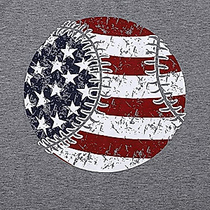 UNIQUEONE Women's American Flag Baseball Printed T-Shirt O-Neck Short Sleeve Causal Tops