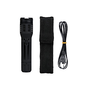 SABRE Stun Gun with LED Flashlight, Powerful Pain Inducing 1.820 µC Charge, 120 Lumens, Rechargeable Battery, Safety Switch, Includes Wrist Strap and Belt Holder, Black Stun Gun, 6.3"