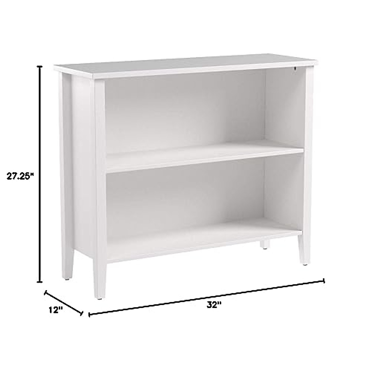 Kings Brand Furniture - 2-Shelf Wooden Bookcase Bookshelf Display Storage and Organizer, White