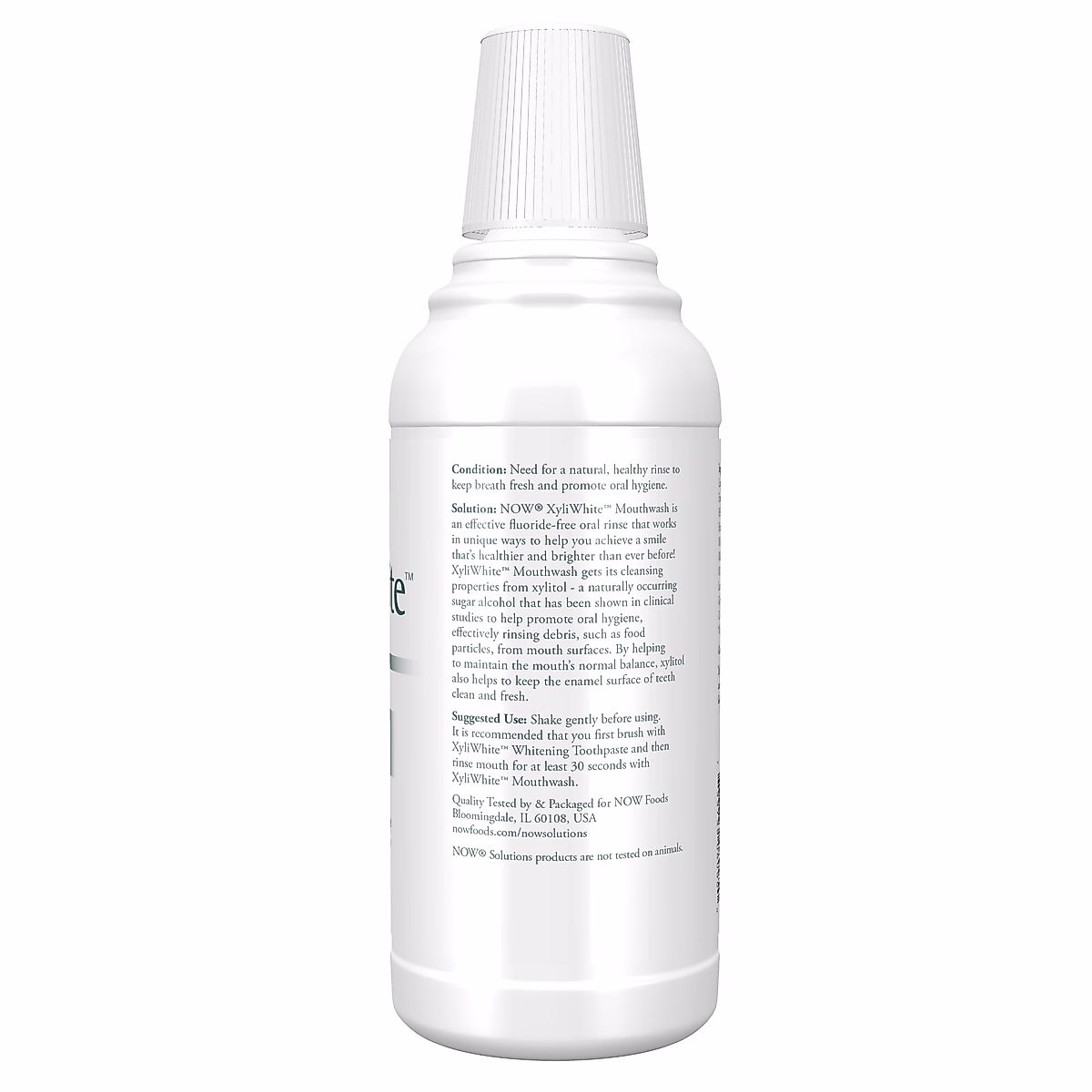 NOW Solutions, Xyliwhite™ Mouthwash, Refreshmint Flavor, Naturally Freshens Breath, Cleanses Teeth and Gums, 16-Ounce