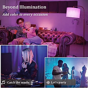 FINNCHY Gold Floor Lamp with Remote Control, Adjustable Height Arc Floor Lamps for Living Room, Modern Gold Standing Lamp Boho Floor Lamp for Bedroom, Smart Dimmable Floor Lamp with 9W LED Bulb