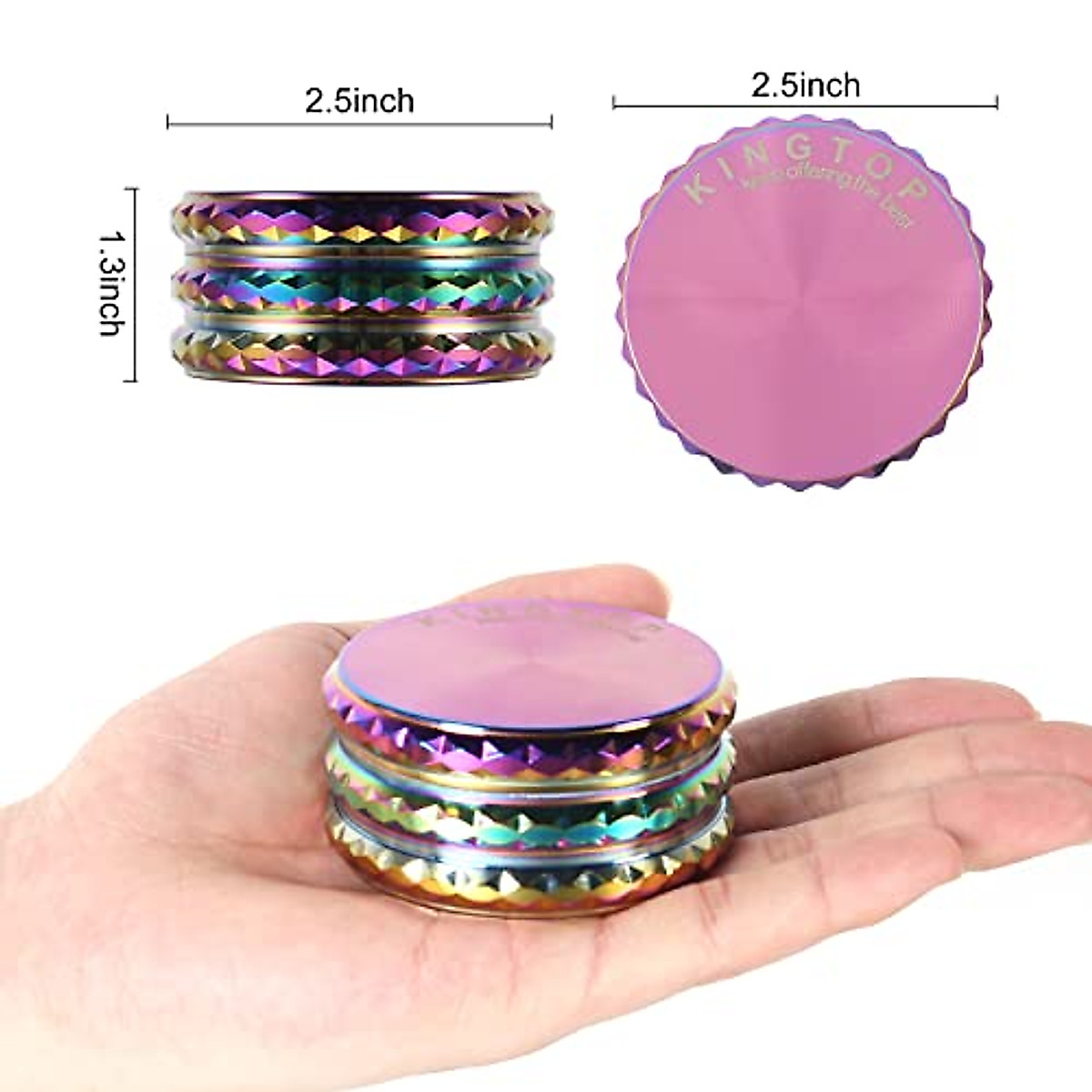 KINGTOP Spice Grinder 3 Piece 2.5 inch (Colorful)