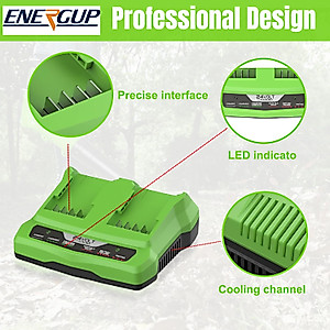 energup 2Pack 24V 3.5Ah Replacement Greenworks 24V Lithium Battery 29842 29852 29322 BAG709 BAG710 20352 22232 2508302 for Greenworks 2X24V + 2Port 29862 Charger for G-24 Greenworks 24V Battery