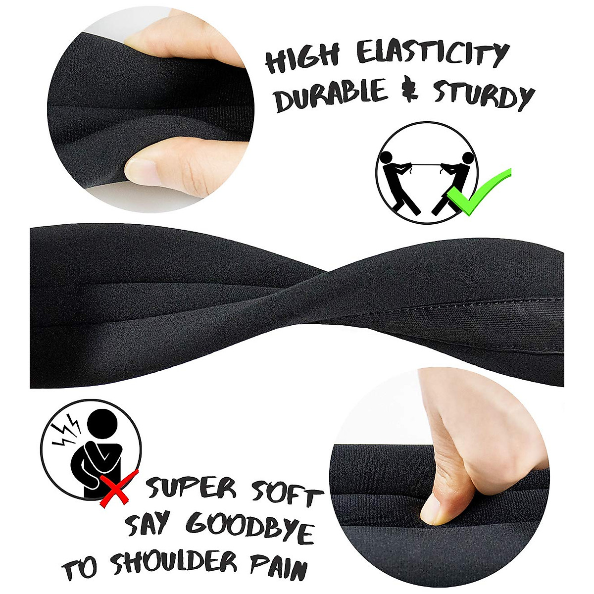 Wepop Guitar Strap Elastic Soft Comfortable Neoprene Leather 3.4in Bass Acoustic Electric Guitar (391)