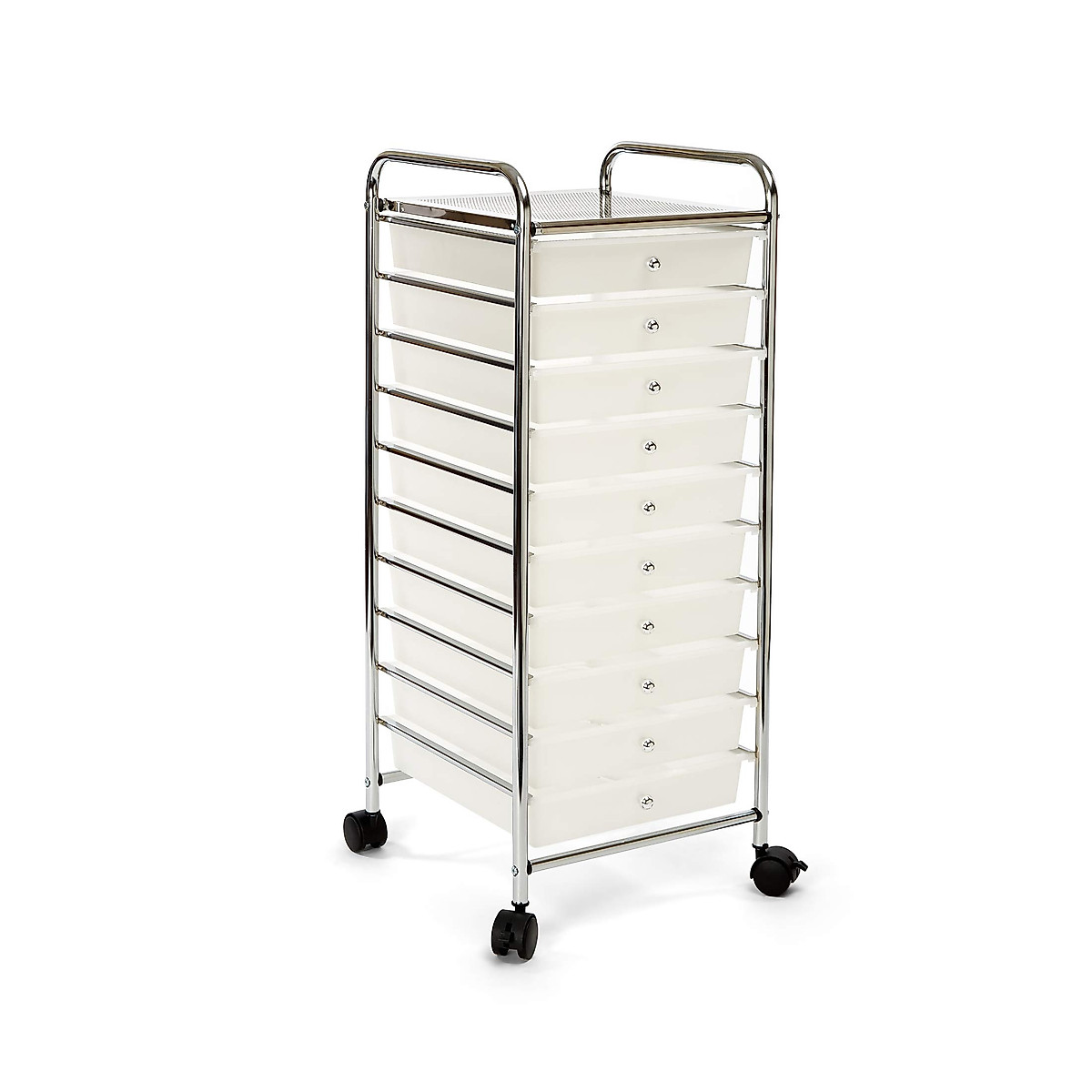 Seville Classics Large 10-Drawer Multipurpose Mobile Rolling Utility Storage Organizer Cart, Frost White