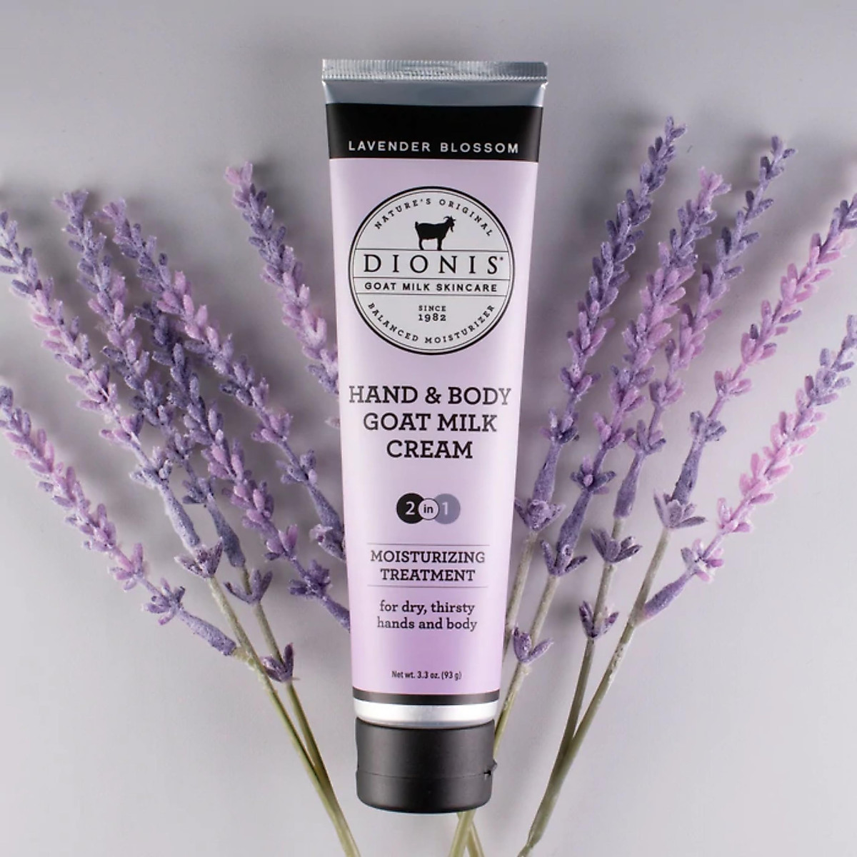 Dionis Goat Milk Skincare 3.3 oz Lavender Blossom Hand & Body Cream - Travel Size Hand Lotion For Hydrating & Moisturizing Dry Skin - Cruelty Free Cream Made In The USA - Paraben Free Formula