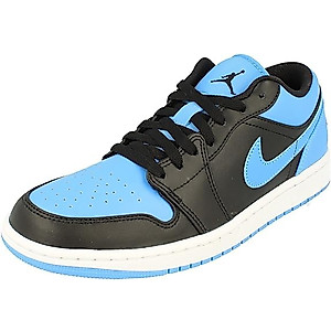 NIKE Men's Air Jordan 1 Low Sneaker, Black Black Blue University, 8.5
