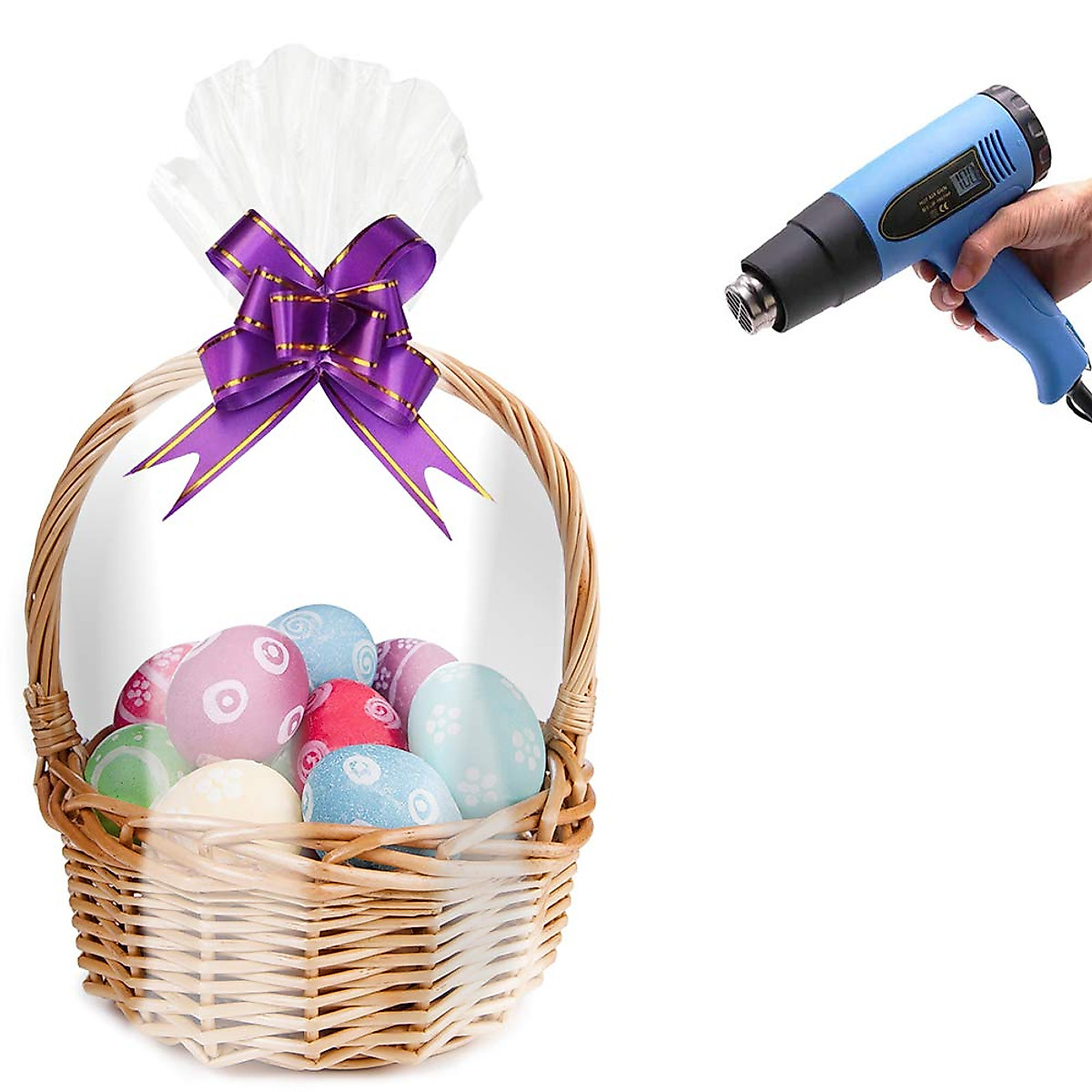 Morepack Shrink Wrap Bags for Gift Baskets,16x24 inches Clear PVC Heat Shrink Bags Cellophane Wrap for Packaging,Gift Wrapping 20 Pack