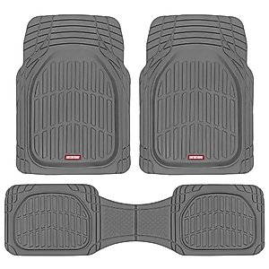 Motor Trend FlexTough Floor Mats for Cars, Gray Deep Dish All-Weather Mats, Waterproof Trim-To Fit Automotive Floor Mats for Trucks SUV, Universal Liner Car Accessories