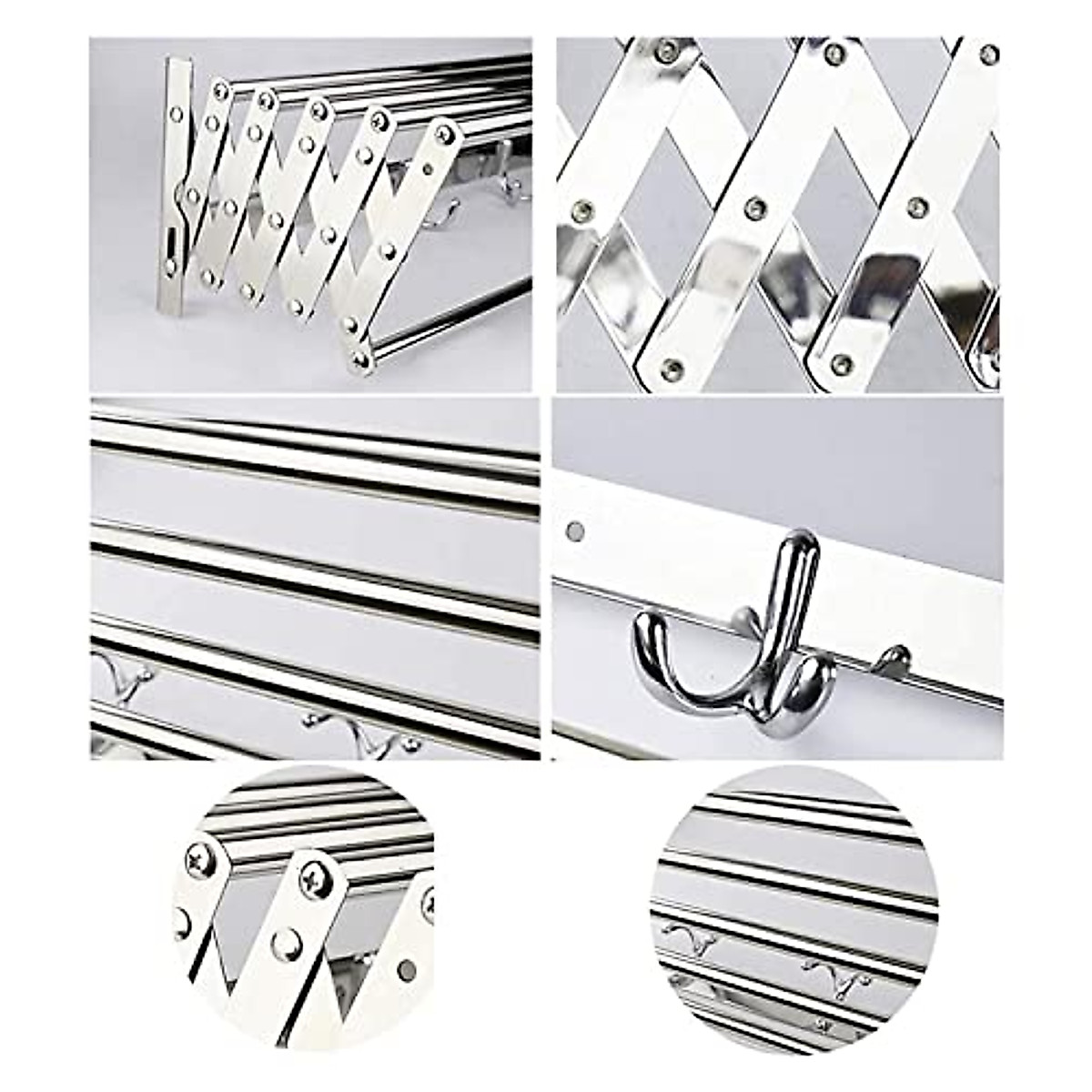 XMCX Clothes Drying Rack Wall Mounted Folding Collapsible Stainless Airer Laundry Dryer Hanger with Towel Hooks for Bedroom Bathroom Space Saver Rail Easy Storage (Size : 50cm)