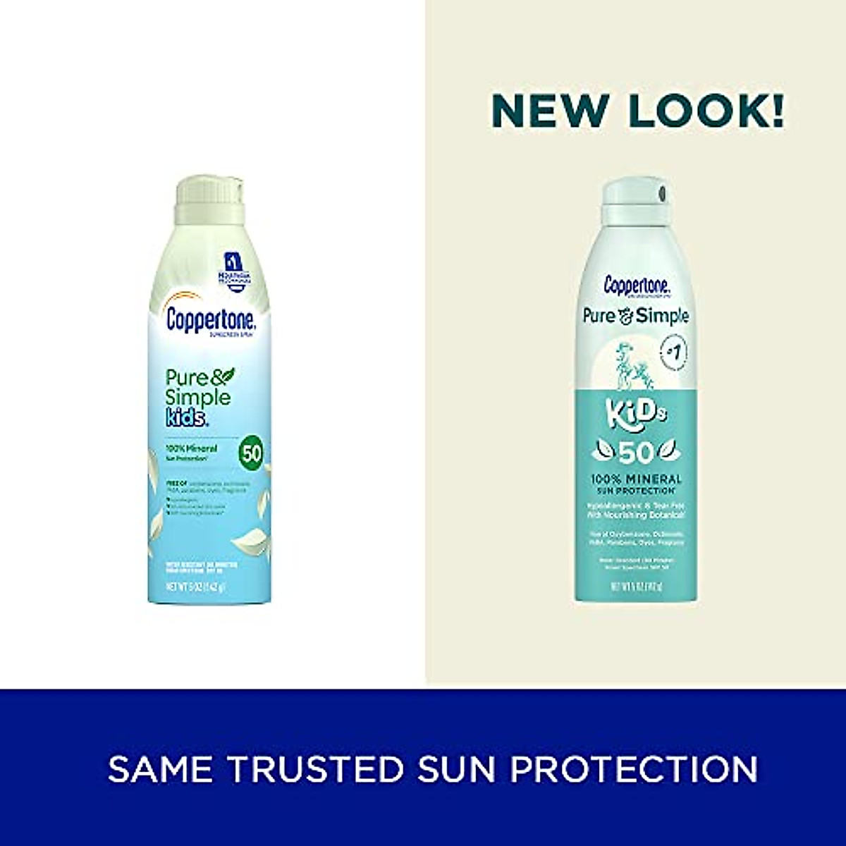 Coppertone Pure and Simple Kids Sunscreen Spray SPF 50, Zinc Oxide Mineral , Tear Free, Water Resistant, Broad Spectrum , 5 Oz