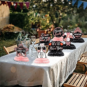 Going Away Party Decorations 9 Pcs, Rose Gold We Will Miss You Honeycomb Table Centerpiece Glitter Farewell Party Decorations for Retirement Anniversary Graduation Party Supplies