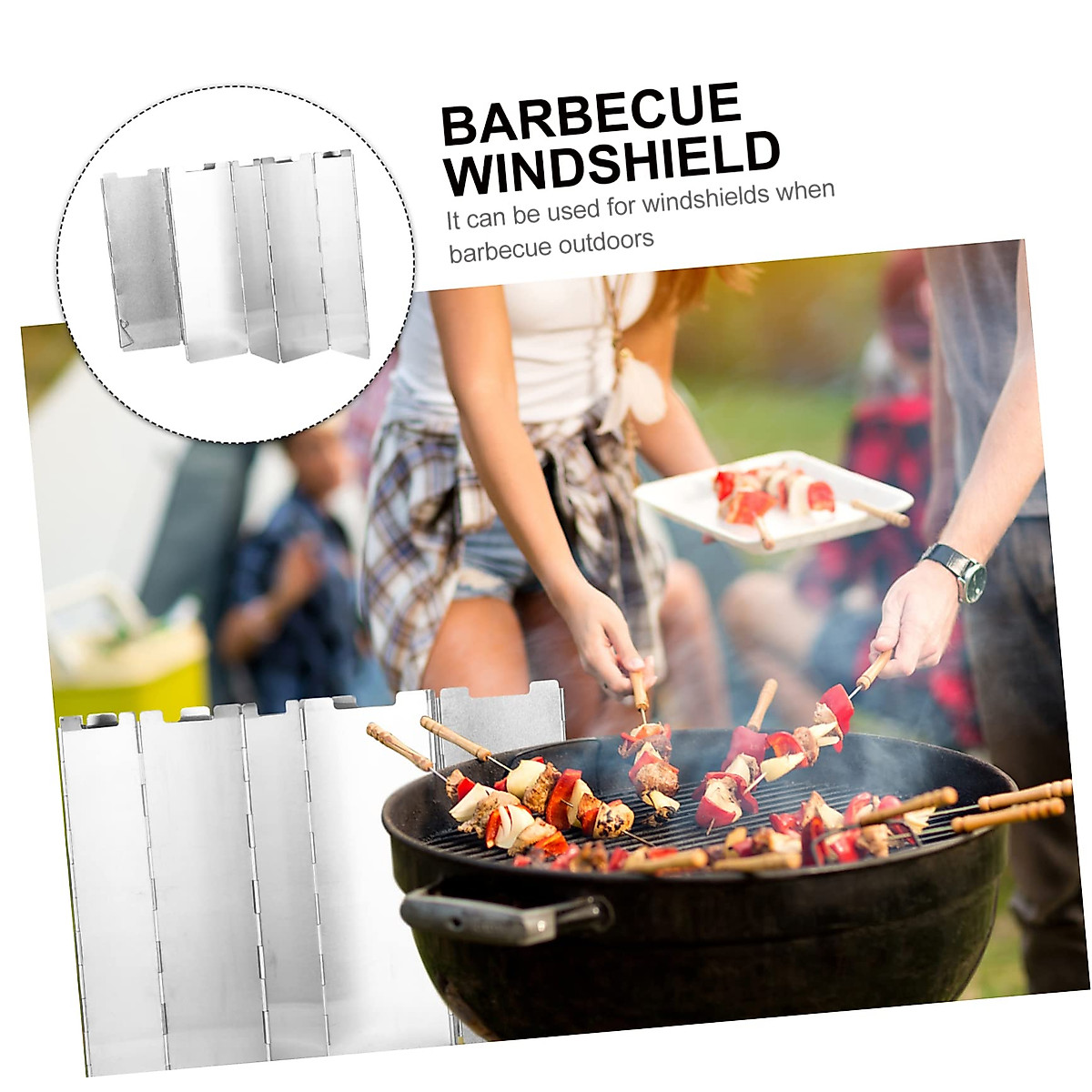 Anneome Aluminum Alloy Windshield BBQ Windscreen Stove Wind Protection Camping Supply