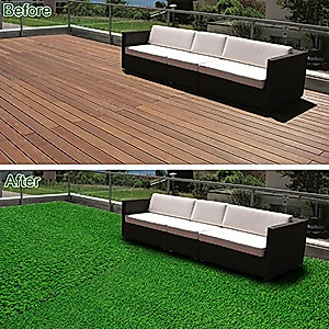 U'Artlines Artificial Grass Rug 4FTX6FT(24 Square FT), 1.2 Inch Realistic Grass Turf Thick Fake Faux Grass Carpet Patio Mat Indoor Outdoor Lawn Landscape for Dogs Garden Backyard Balcony