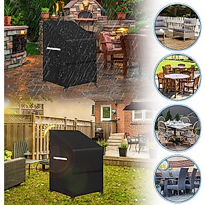 Outdoor Furniture Cover Stacking Chair Cover & Patio Hanging Egg Chair Cover Waterproof, Wind-Proof Swing Egg Chair Cover, Outdoor Furniture Covers for Egg Chair Covers with Storage Bag, Black