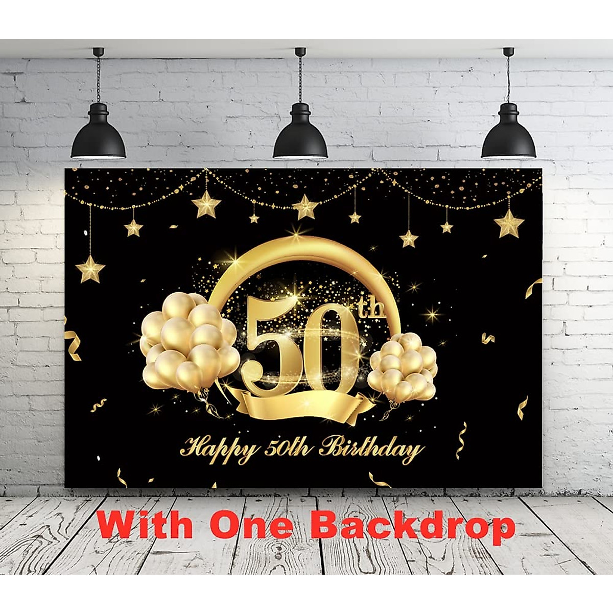 50th Birthday Party Decorations to 50 Years Old Party Supplies for Men with Balloons Garland kit, 50th Birthday Backdrop, Happy Birthday Banner, Foil Balloons and Curtains