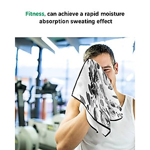 Golf Towel Black Grey Gradient Watercolor Floral White,Waffle Pattern Microfiber Club Cleaner Golf Towels with Carabiner Clip for Women Men Dad,Flower Ink and Wash Golf Towel for Golf Bags,24x16in