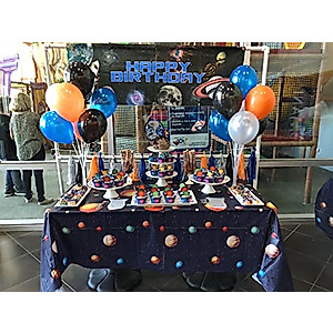 Oojami 4 Pack Plastic Outer Space Table Cover Tablecloth Decorations for Birthday Kids Space Themed Supplies 54"x108" for Large Table