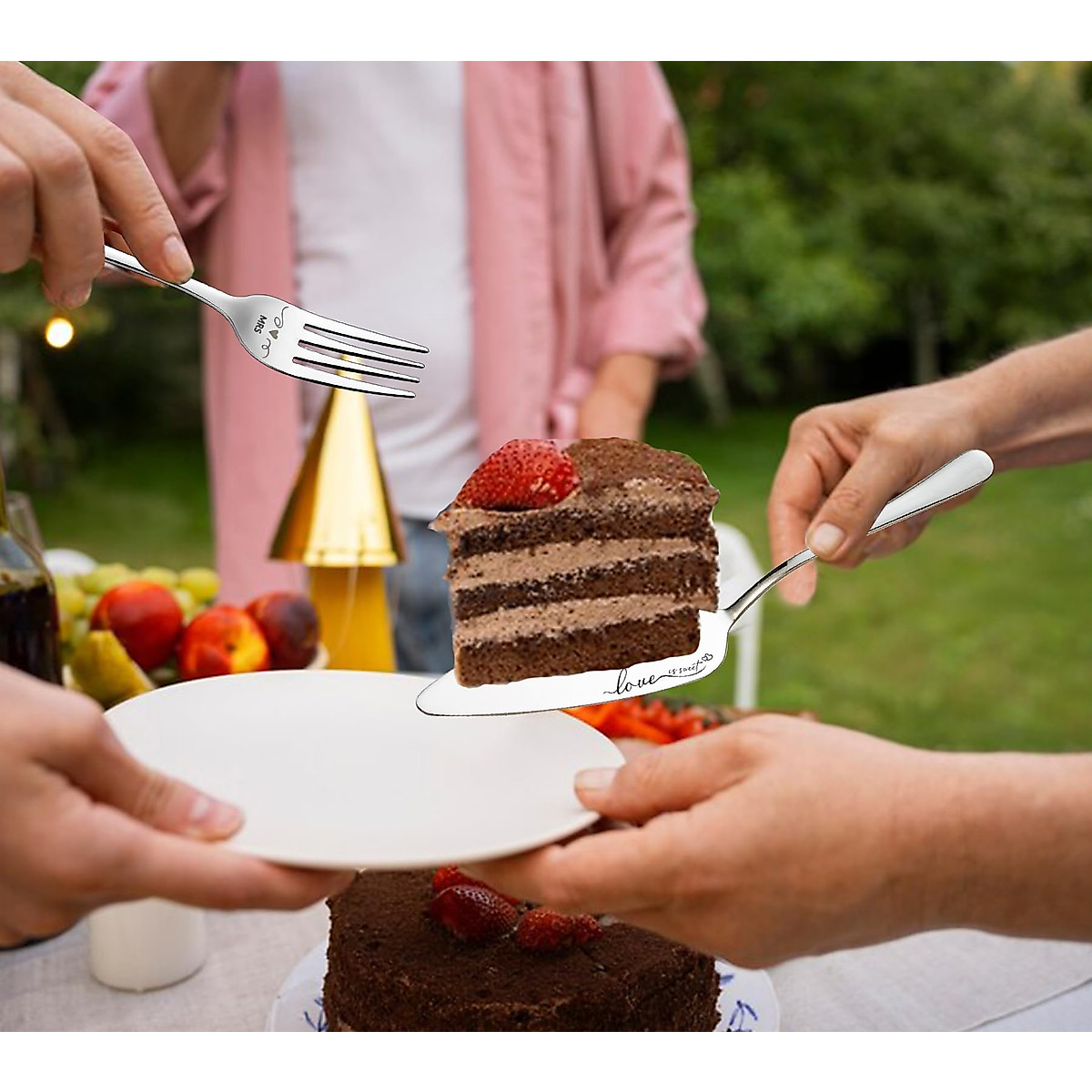 iooiluxry Cake Cutting Set for Wedding, Wedding Cake Knife and Server set Silver Cake Cutter Set and Pie Server Spatula for Wedding Anniversary Birthday Christmas Gifts (Silver)