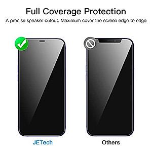 JETech Privacy Full Coverage Screen Protector for iPhone 12/12 Pro 6.1-Inch, Anti-Spy Tempered Glass Film, Edge to Edge Protection Case-Friendly, 2-Pack