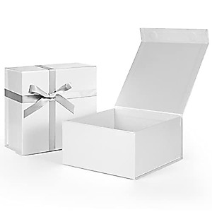 MESHA 8X8X4 Magnetic Gift Box，5PC Gift Boxes for Presents,Gift Box Magnetic Closure,White Gift Boxes with Lids,Magnetic Boxes for Gift,Bridesmaid Proposal Box for Presents