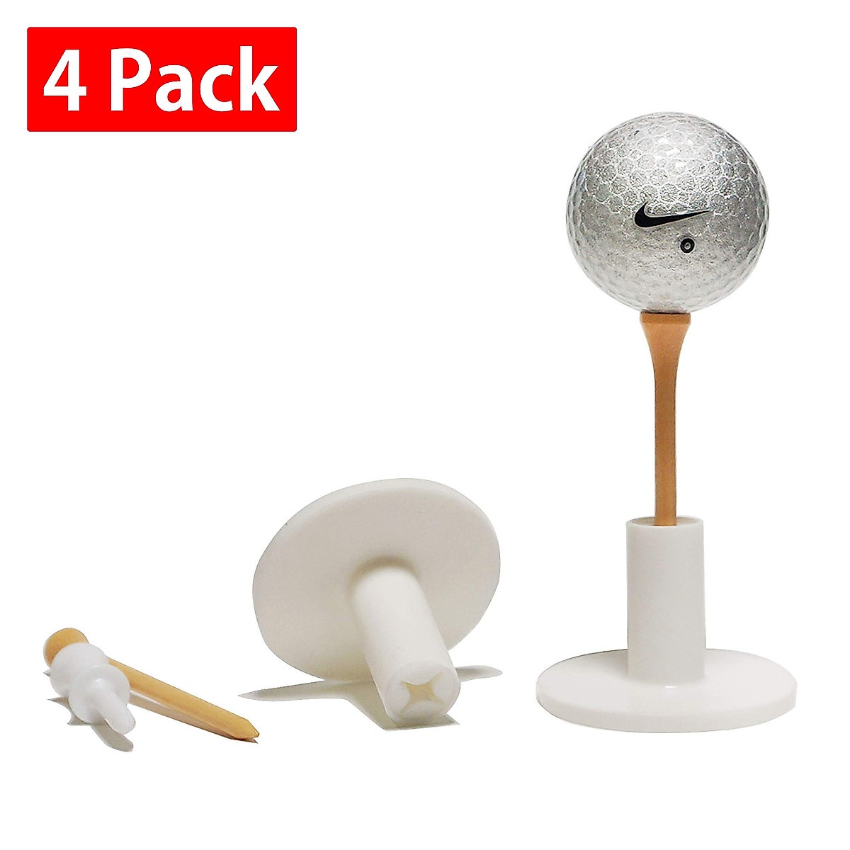 Vinyl Quote Me Rubber Golf Tee Holder Set for Practice & Driving Range Mats (4 Pack)