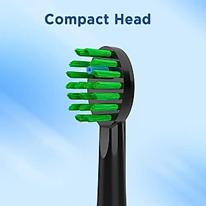Replacement Toothbrush Heads for Water Pik Sonic Fusion (SF-01 / SF-02 / SF-03 / SF-04), Compact, with Covers, 4 Count, Black