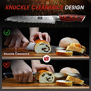 HOSHANHO Bread Knife,8 Inch Serrated Bread Knife Ultra Sharp Damascus Steel Bread Kitchen Knife, Professional Bread Knife for Homemade Bread