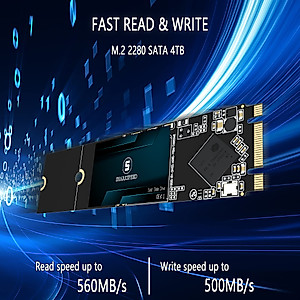 SSD 4TB M.2 2280 SHARKSPEED TLC 3D NAND SATA III 6 Gb/s, Internal Solid State Drive PC Computer Laptop and Desktop (M.2 2280, 4TB)