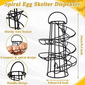Zubebe 2 Pieces Egg Basket Spiral Egg Holder Storage Rack Metal Egg Functional Rack Egg Dispenser for Kitchen Countertop Display