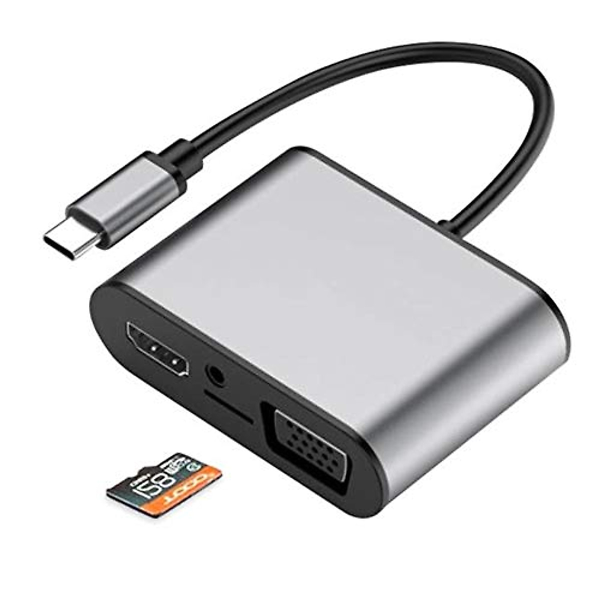 High-Speed 8 In 1 USB Splitter With 4K HDMI 2 USB 2.0 And 1 USB 3.0 1080P VGA USB-C Power Delivery 3.5mm Audio Support TF Card Reader Compatible For Flash Drive Laptops And More USB Hub Adapter Portab