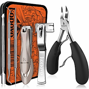 Toenail Clippers for Seniors Thick Toenails, Toe Nail Clippers Adult Thick Nails long handle, Professional Heavy Duty Nail Clippers 6Pcs Black